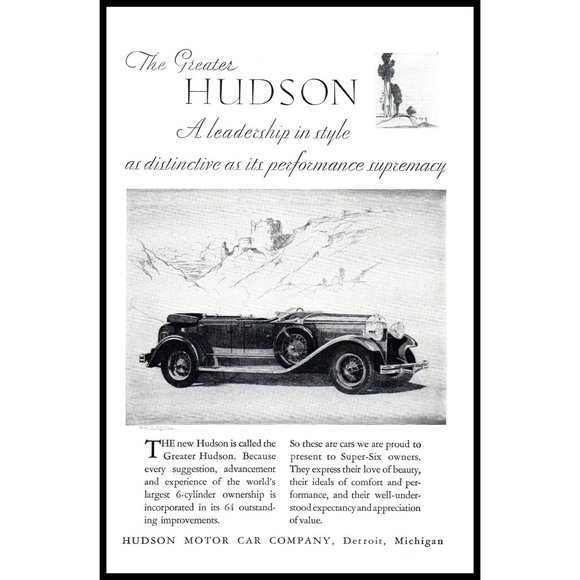 Hudson Jeans | Art | 929 The Greater Hudson Antique Car Vintage Print ...